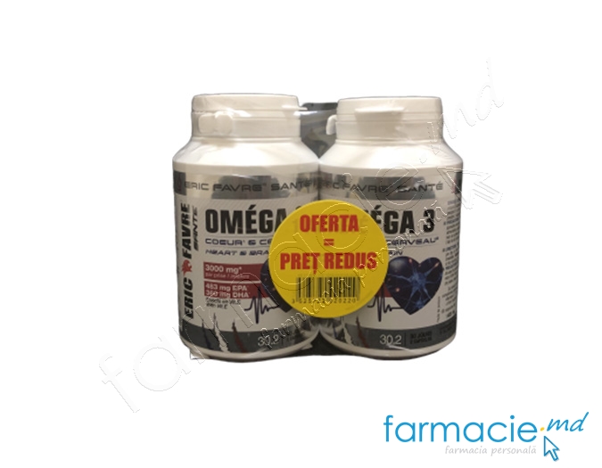 Omega 3 3000mg (in 3 caps) caps. N60x2+Vit. E 5mg (pina la 3 caps/zi ...
