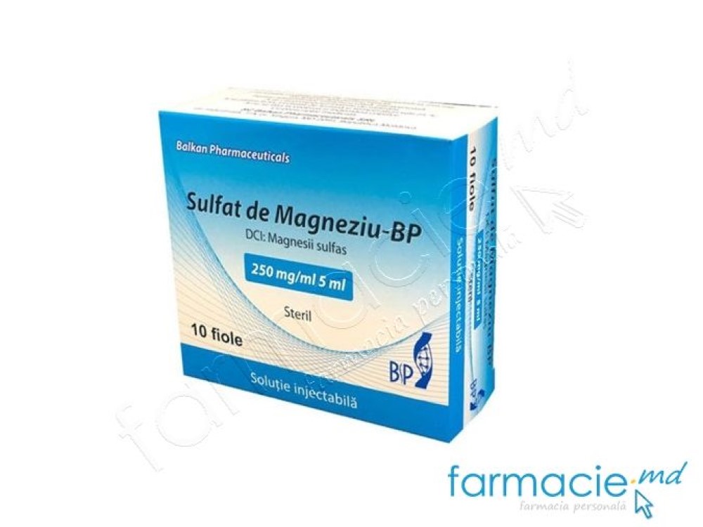 Magneziu sulfat-BP sol. inj. 250 mg/ml 5 ml N10 (Balkan)