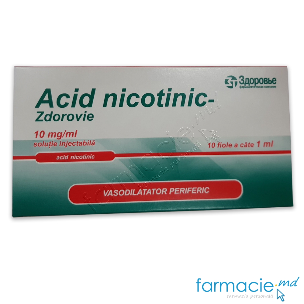 Acid nicotinic 1% 1ml sol.inj. N10 (Zdorovie)