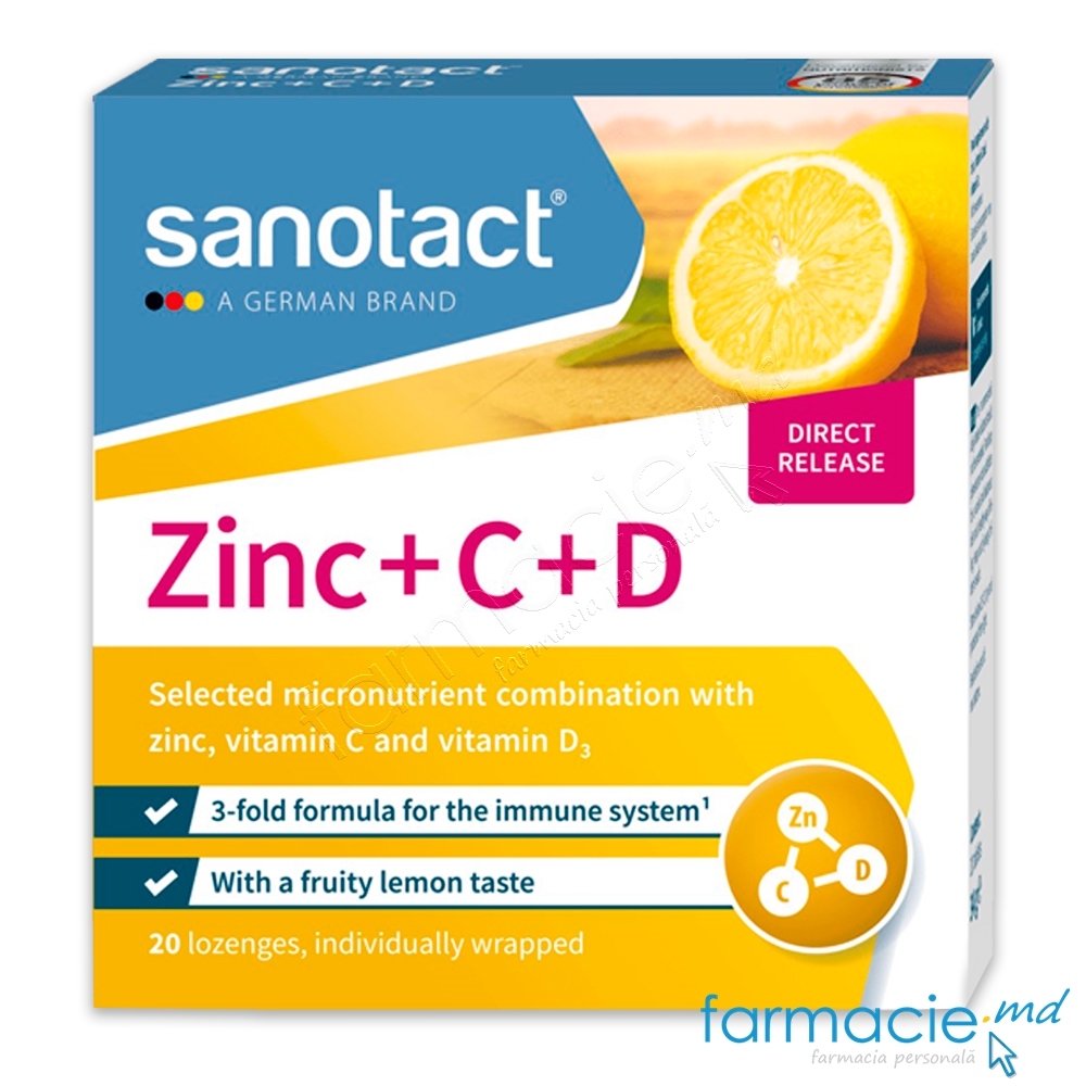 Zinc+C+D comp.masticab.copii,adulti N20 Sanotact