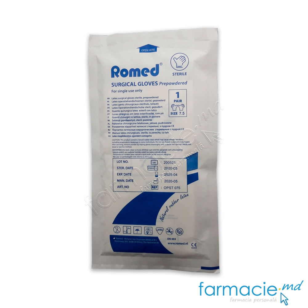Manusi sterile chirurgicale latex cu talc N7.5, pereche (cod opst-075 ...