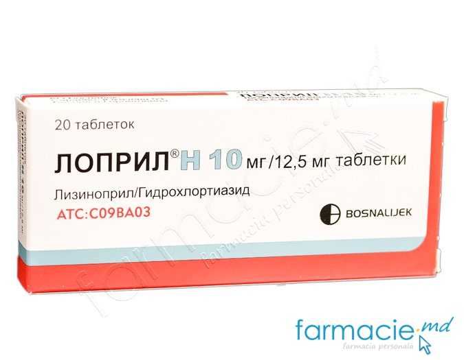 Lopril H comp. (10mg +12.5mg) N20 (lisinopril+hdroclorotiazid)