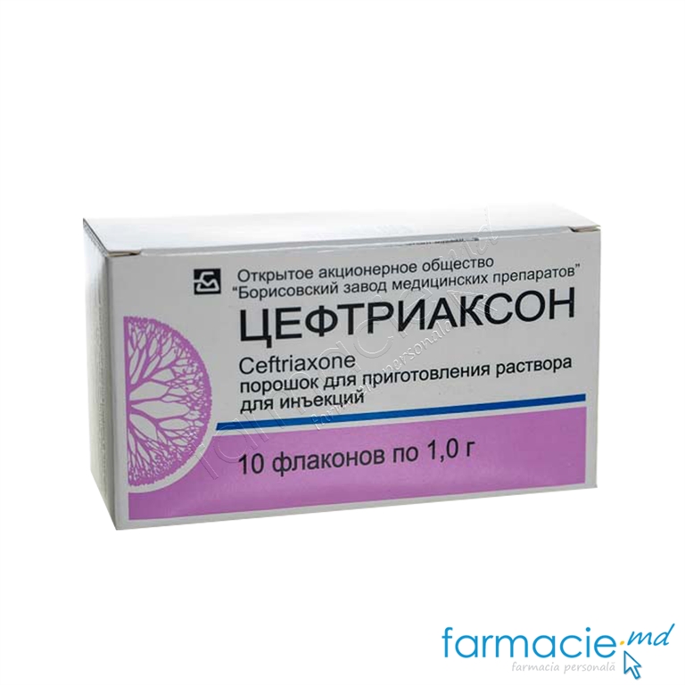 Ceftriaxon pulb./sol. inj./perf. 1 g N10 (Borisov)