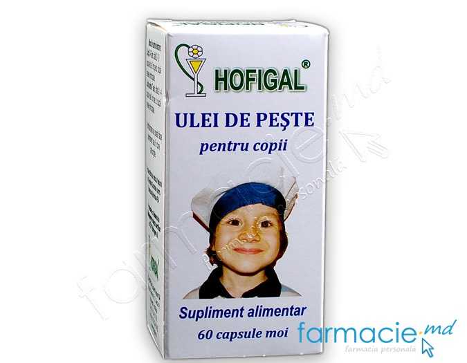 Ulei de peste copii 300 mg (Omega,Vit.D) caps.N60 Hofigal