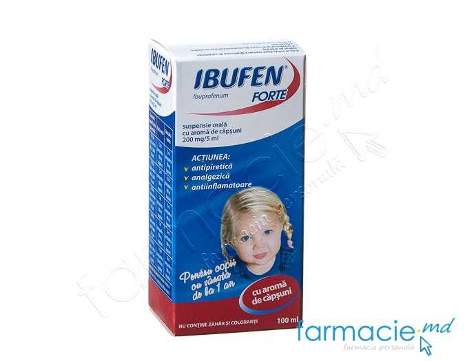 Ibufen® Forte cu aroma de capsuni susp. orala 200 mg/5 ml 100 ml N1