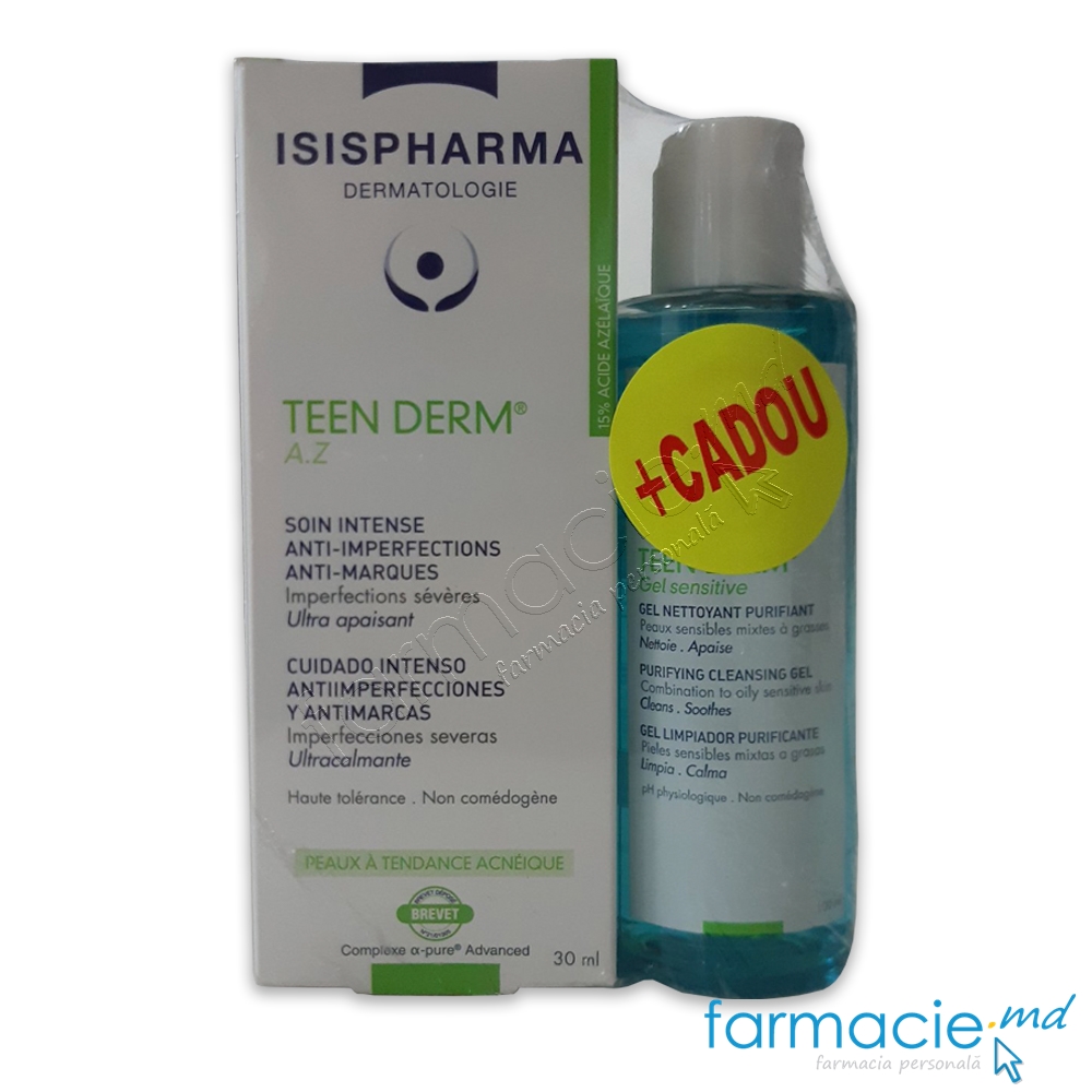 TEEN DERM AZ crema 30ml+TEEN DERM GEL Sensitive 100ml Cadou