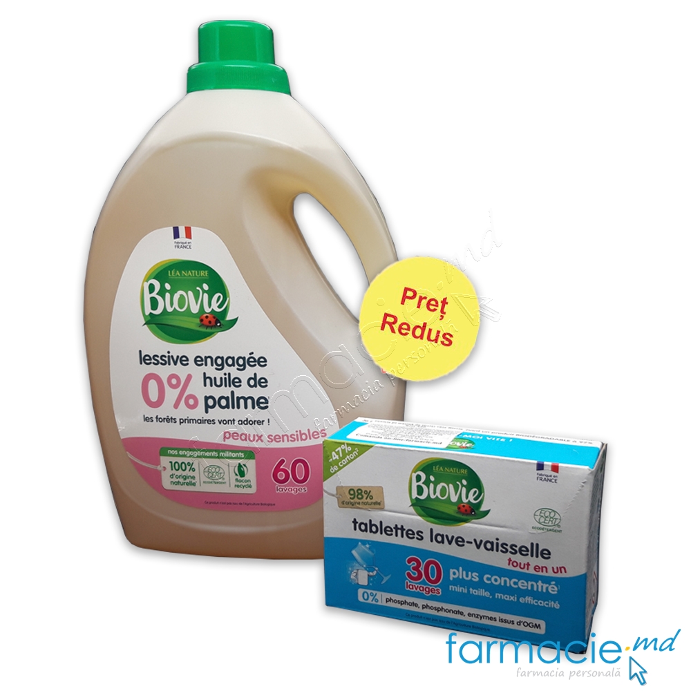 Biovie Detergent lichid cu Aloe vera BIO 3 L+ Biovie Tablete pt masina ...