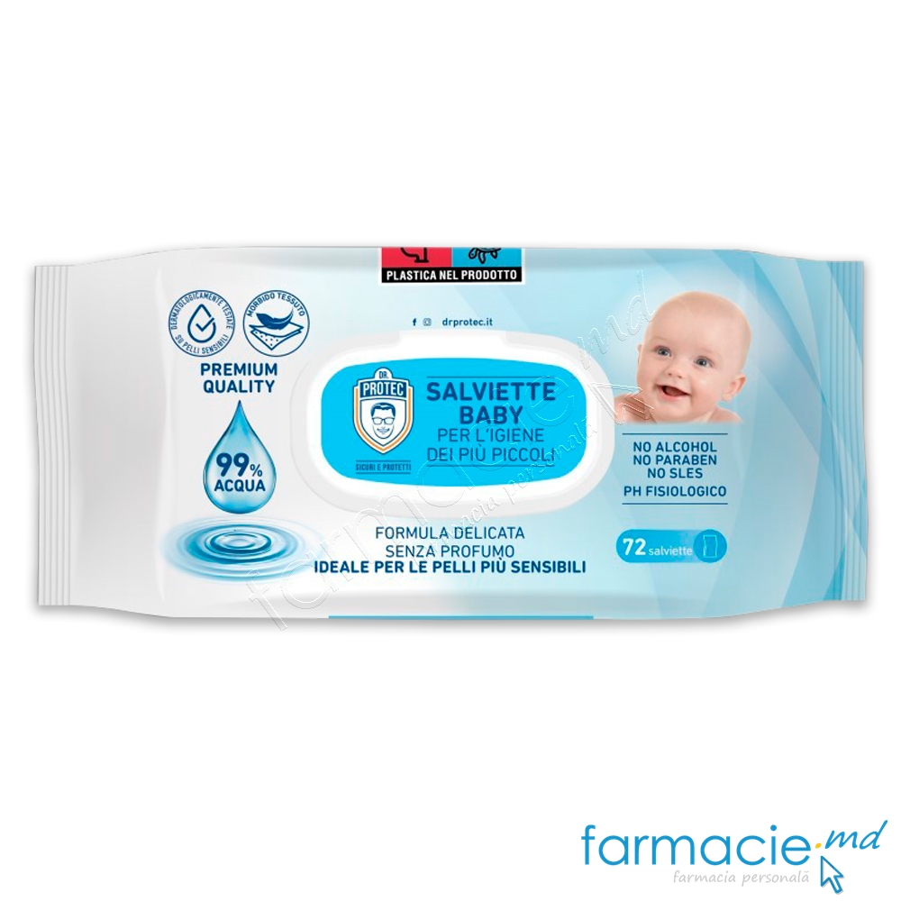 Servetele umede copii DR. PROTEC piele sensibila fara alcool N72 Bericah