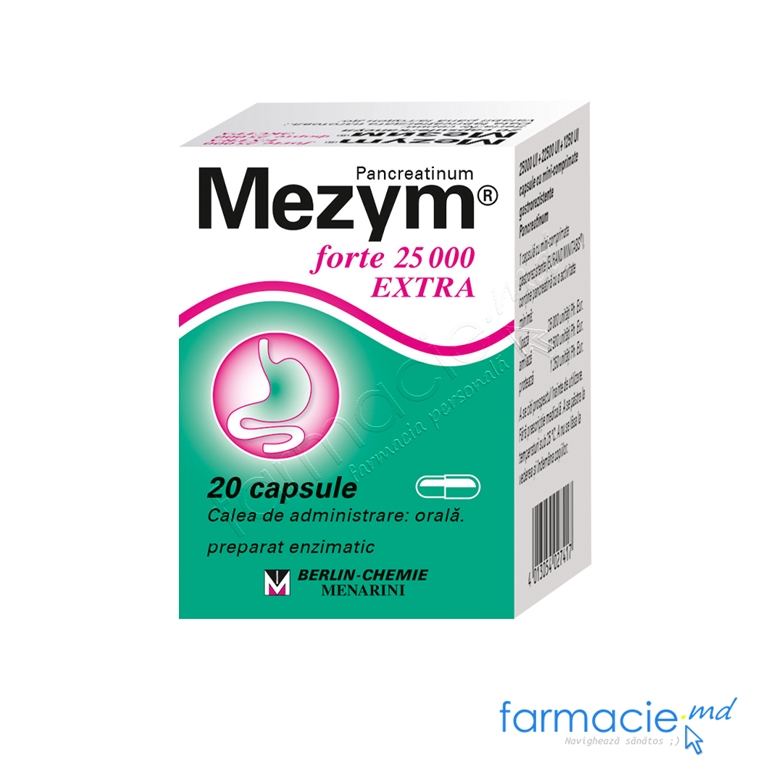 Mezym® forte 25000 EXTRA caps.25000 UI + 22500 UI + 1250 UI N20