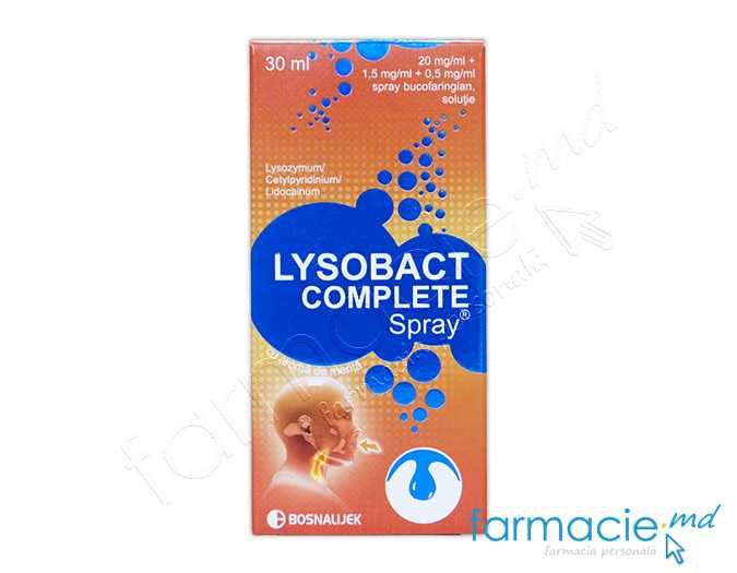 Lysobact Complete Spray® bucofaring.,sol.20 mg/ml + 1,5 mg/ml + 0,5 mg ...