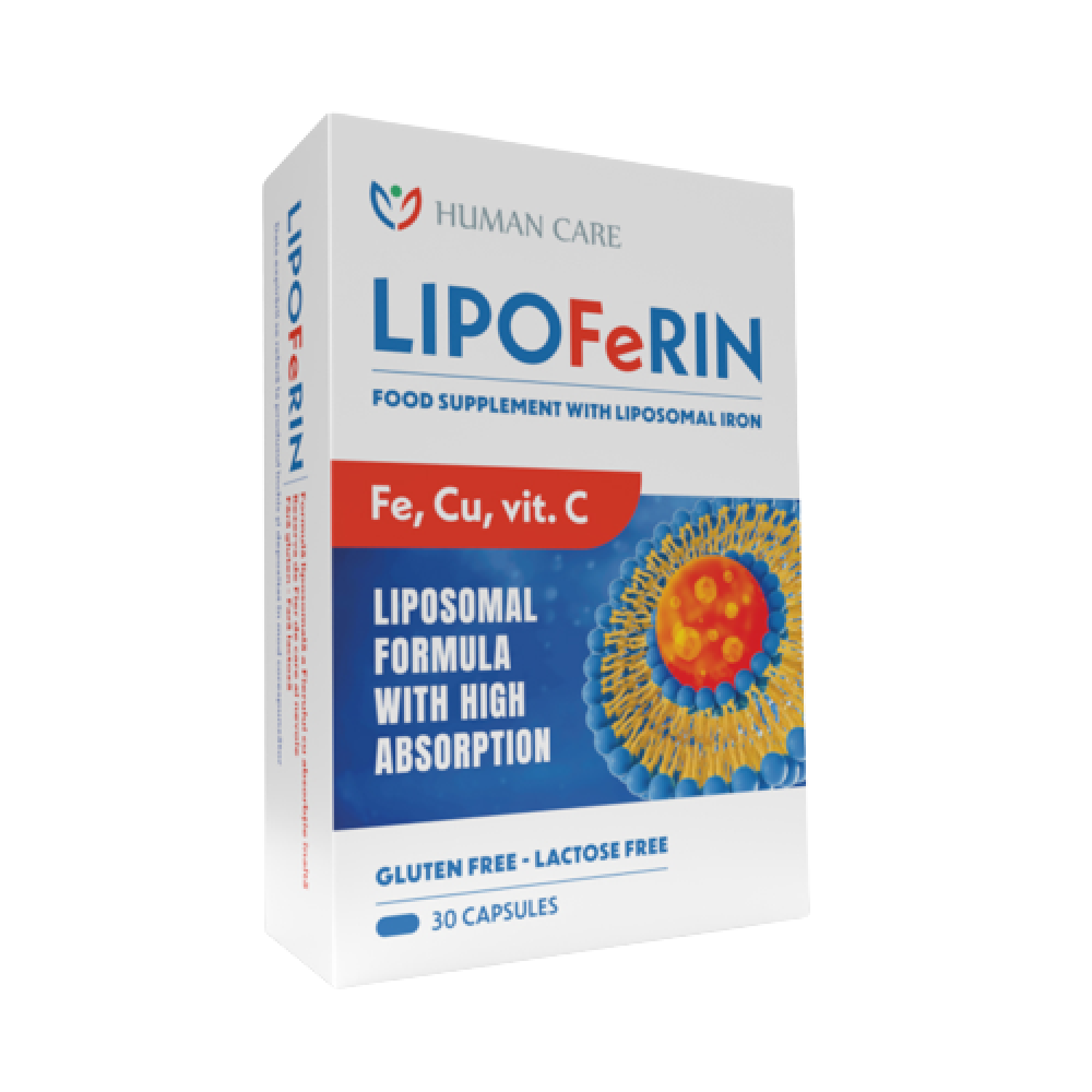 Lipoferin (Fe lipozomal 14mg,Vit.C,B2,Cu) caps. N30 Human Care