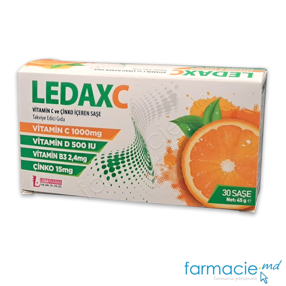 LEDAX C Vit C 1000mg+D 500 IU+B3 2,4mg+Zinc 15mg plic N30 (imunitate ...