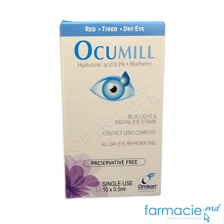 Ocumill Unidoza (ac.hyaluronic+afine) pic.oft.0,5ml N10 revigorant ...