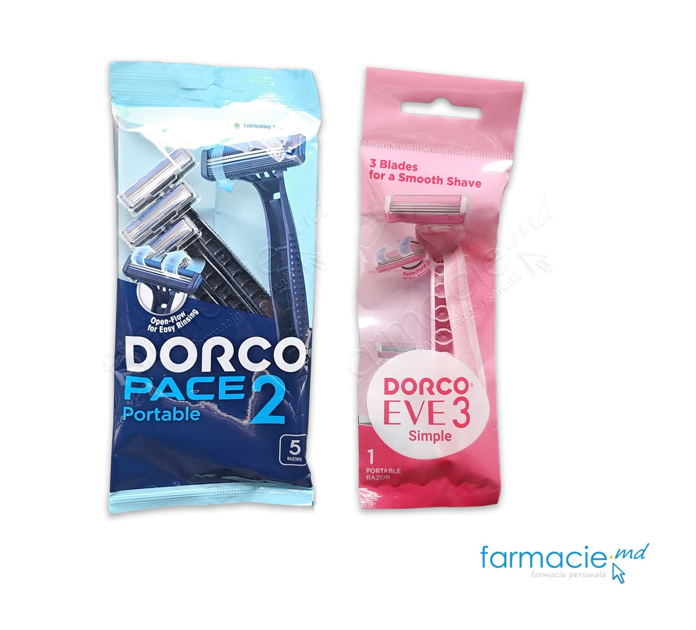 Dorco Pace 2 Razor portabil 2 lame N5 barbati+Dorco Eve 3 Razor ...
