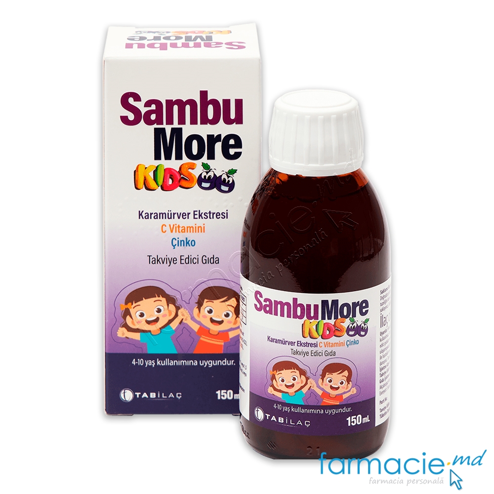 SAMBU MORE Kids Sambucus+Vit.C+Zn sirop 150ml (4-10ani) Tab Ilac