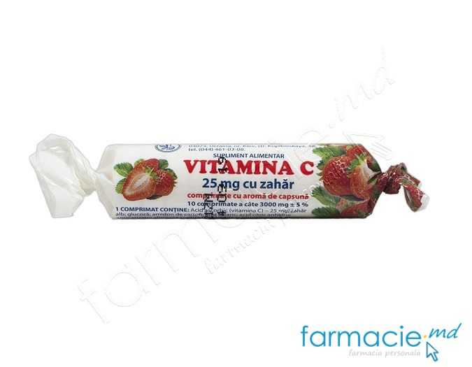 Acid ascorbic cu zahar 0.025 N10 (capsuna)(TVA20%)